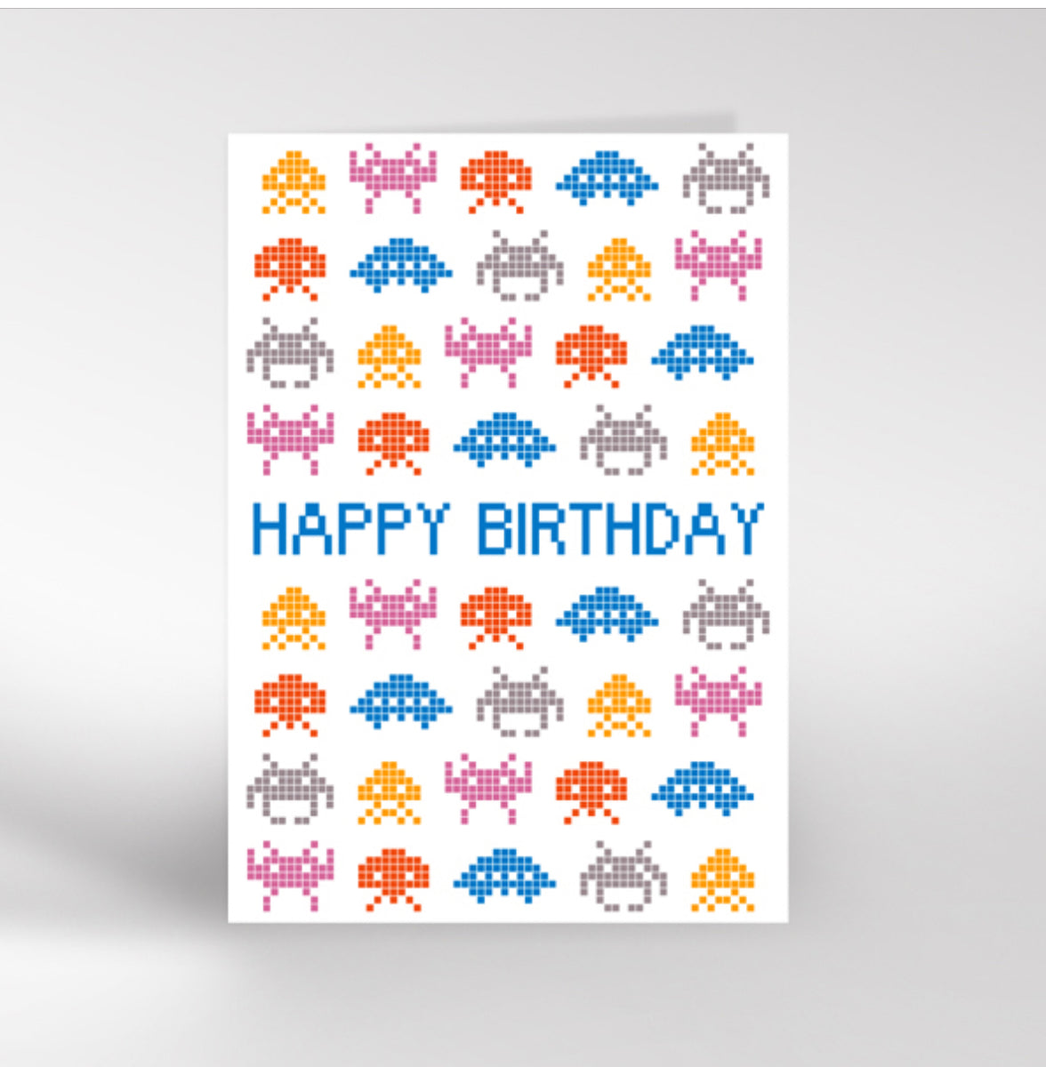 Dicky Bird Space Invaders Happy Birthday Card – formse15